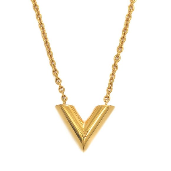 Louis Vuitton | Jewelry | Louis Vuitton Essential V Necklace Metal Gold ...